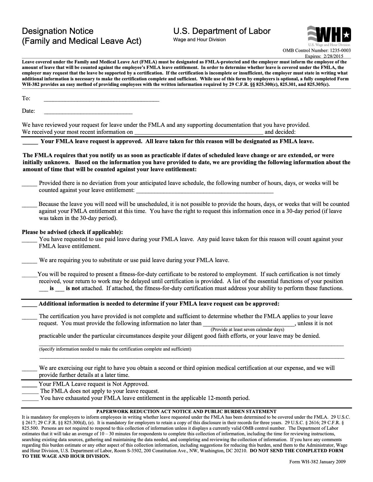 FMLA Designation Notice